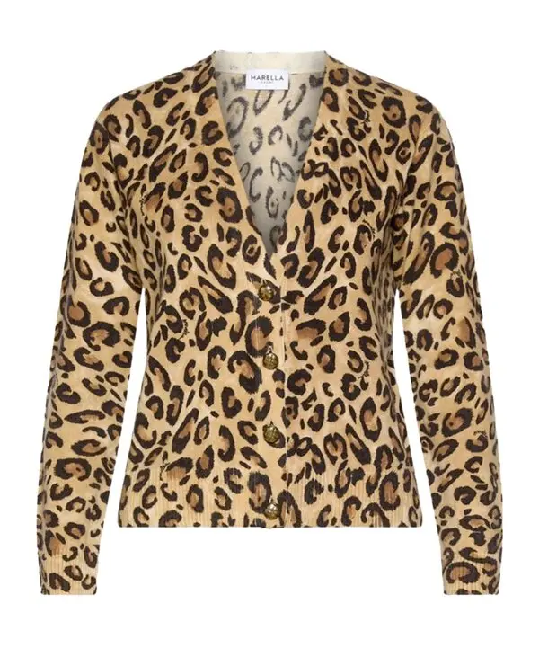 Marella Leopard-print Button-up Knit Cardigan