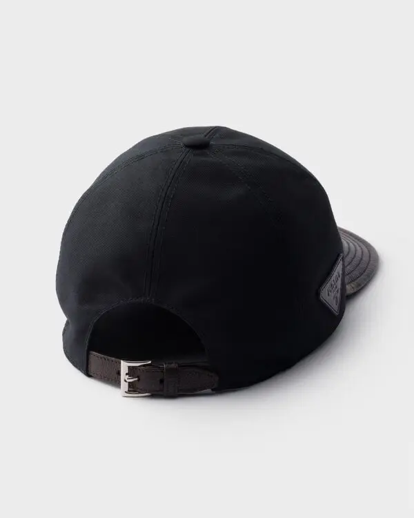 Prada Technical Cotton And Leather Baseball Cap