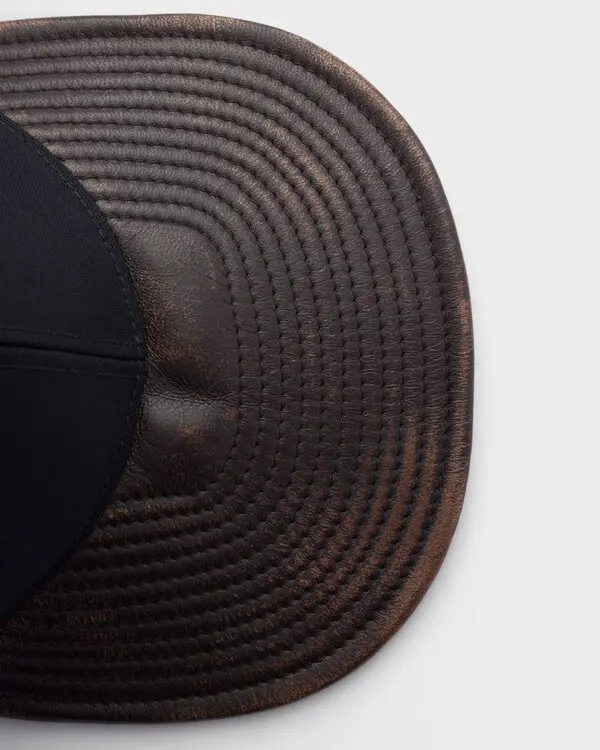 Prada Technical Cotton And Leather Baseball Cap