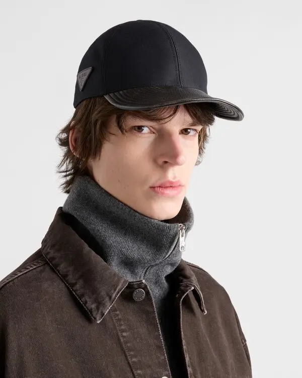Prada Technical Cotton And Leather Baseball Cap