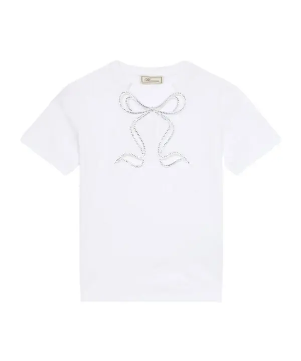 Blumarine Jersey T-shirt With Rhinestone Embroidery