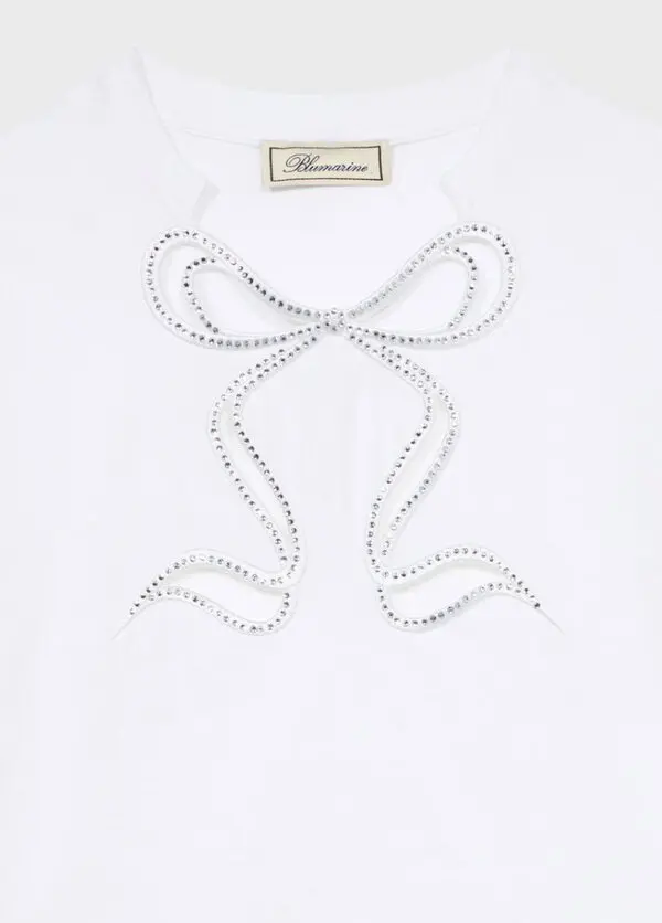 Blumarine Jersey T-shirt With Rhinestone Embroidery
