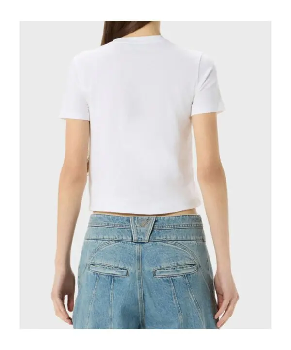 Blumarine Jersey T-shirt With Rhinestone Embroidery