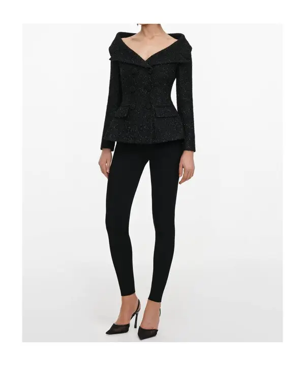 SELF-PORTRAIT Off-shoulder Bouclé Jacket