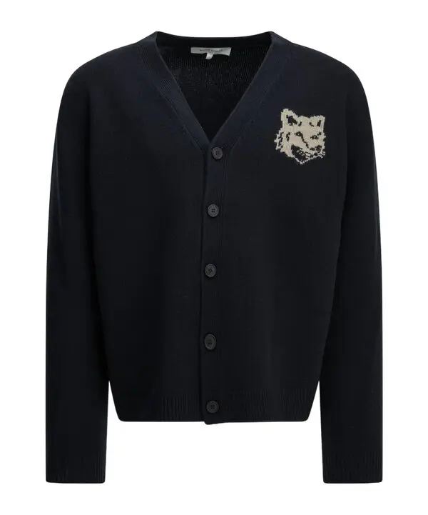 Maison Kitsuné V-neck Wool Cardigan