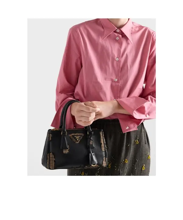 Prada Galleria Small Nappa Leather And Wool Bag