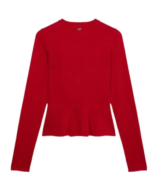 Blumarine Jumper With Patent Leather Brooch And Undulated Hem
