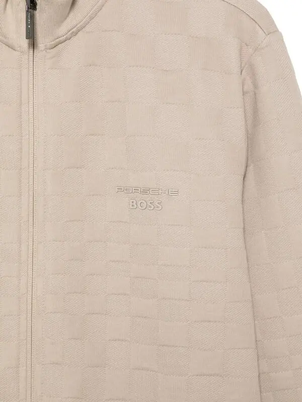 Hugo Boss Check-pattern Zip-up Cardigan
