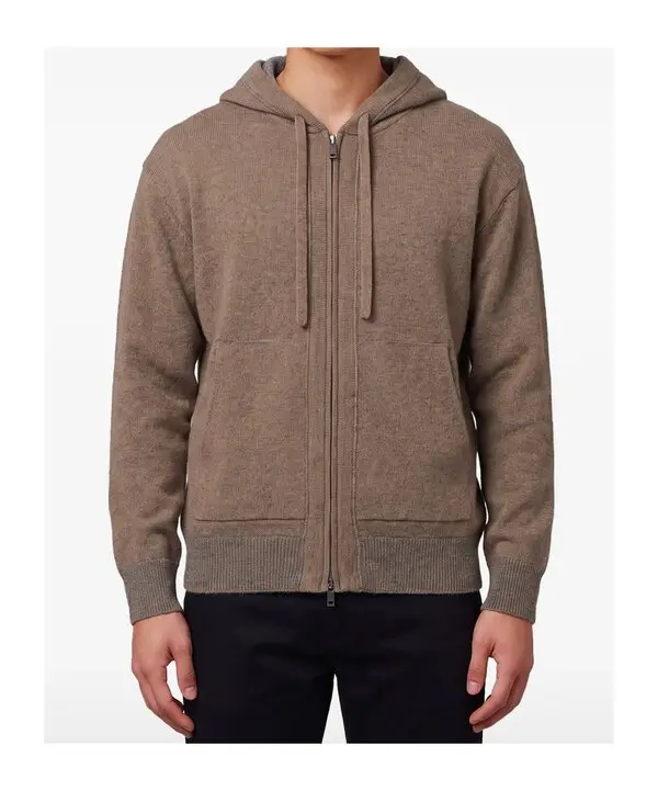 ROBERTO COLLINA Full Zip Knit Hooded Cardigan - Brown