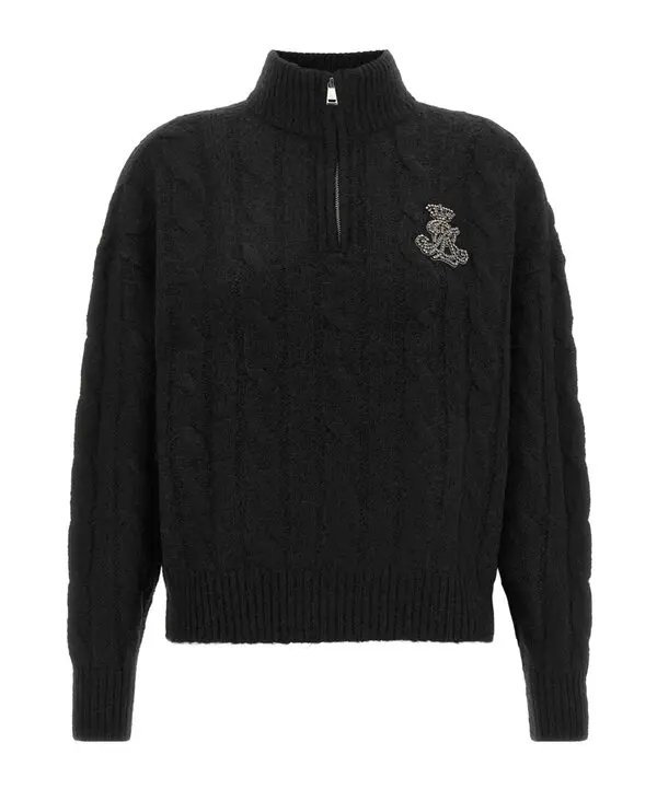 Ralph Lauren Half-zip Cable-knit Sweater - Black