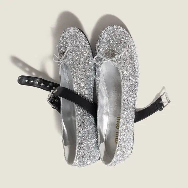 Miu Miu Glitter Ballerinas