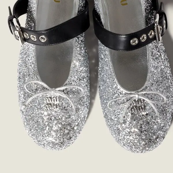 Miu Miu Glitter Ballerinas