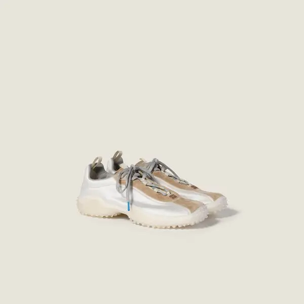 Miu Miu Bubble Technical Fabric And Suede Sneakers