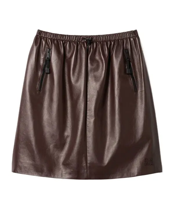 Miu Miu Nappa Leather Skirt - Reddish Brown