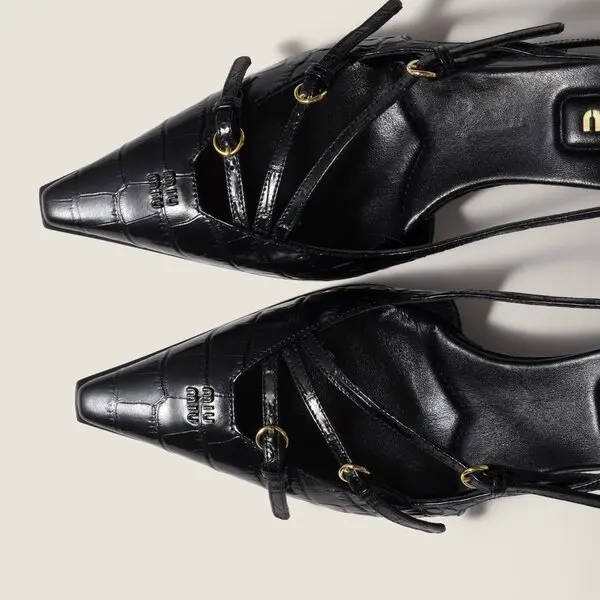 Miu Miu Croco-print Slingback Pumps