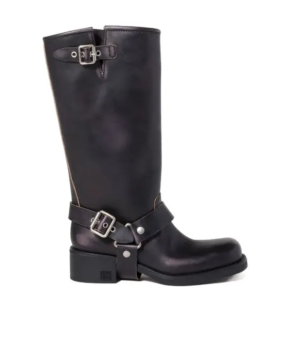 Miu Miu Leather Boots - Black