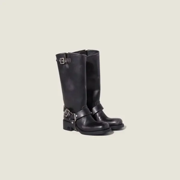 Miu Miu Leather Boots - Black