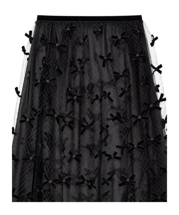 Emporio Armani Long Mesh Skirt With All-over Velvet Bows