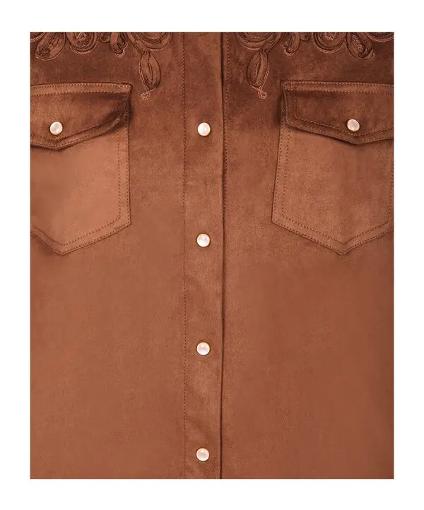 ERMANNO FIRENZE Embroidered Faux-suede Shirt