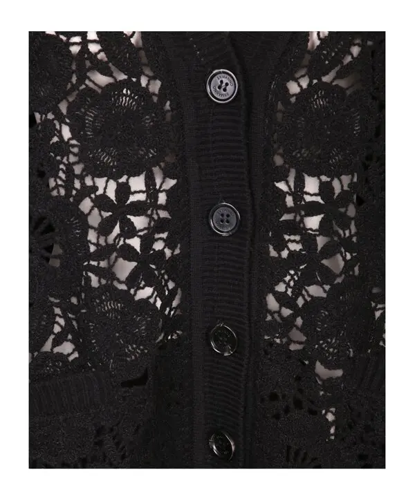 ERMANNO FIRENZE Floral-embroidered Lace-panel Cardigan