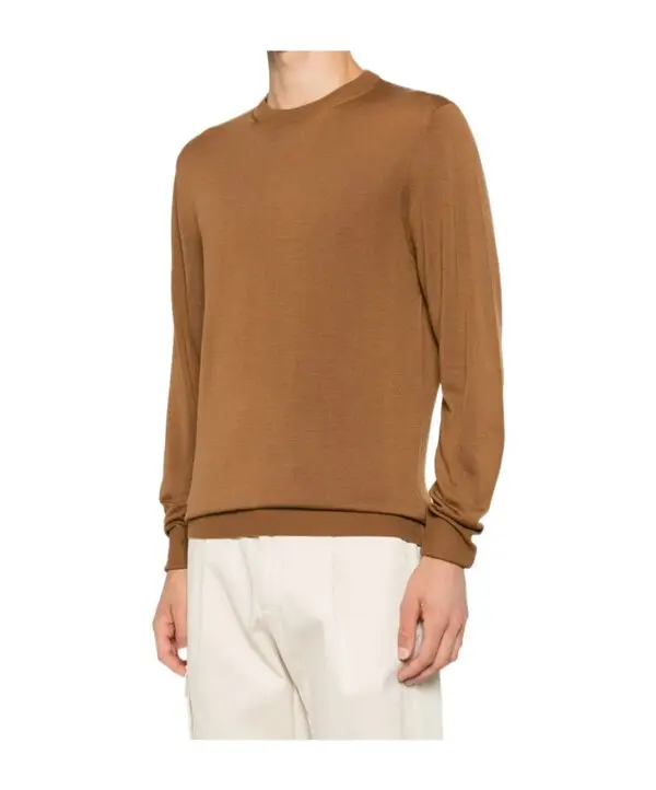 Canali Crew-neck Wool Sweater - Brown