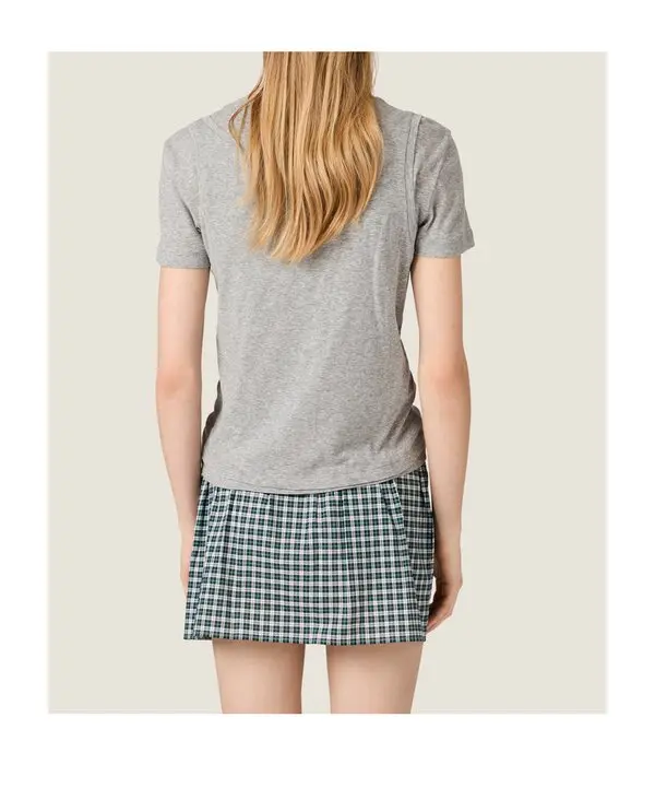 Miu Miu Ribbed Knit Jersey T-shirt