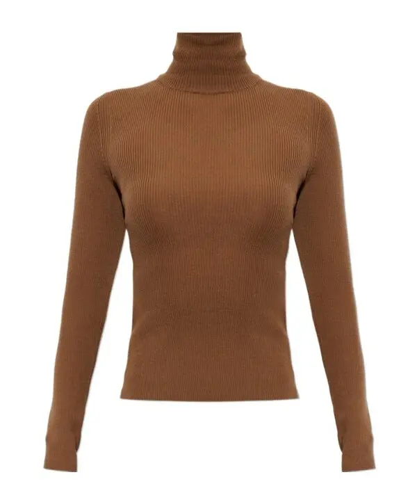 Max Mara Long-sleeved Turtleneck Knit Top - Brown