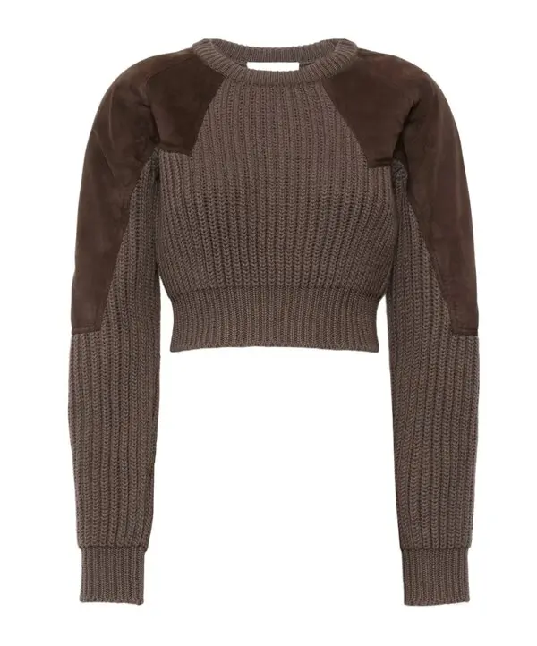 Max Mara Panelled Cropped Jumper - Mud