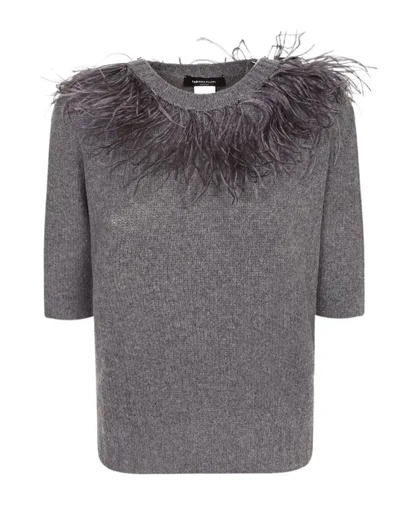 Fabiana Filippi Feather-trim Sweater - Grey