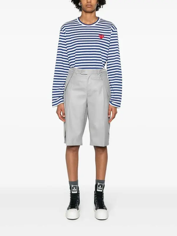 Play Comme Des Garcon Striped Logo-patch T-shirt