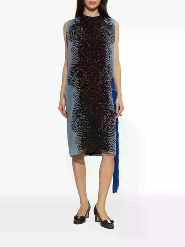 FERRAGAMO Fringe-detail Silk Midi Dress