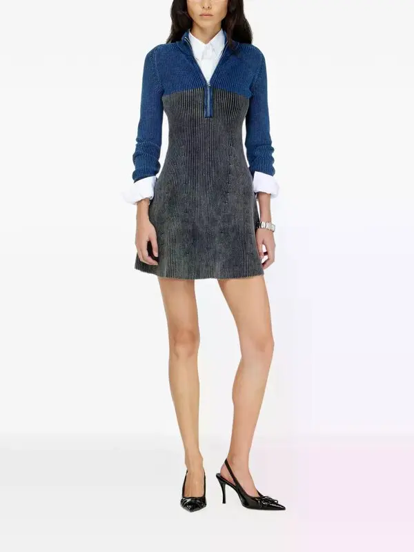 DIESEL® Rib-knit Mini Dress With Two-tone Denim Effect