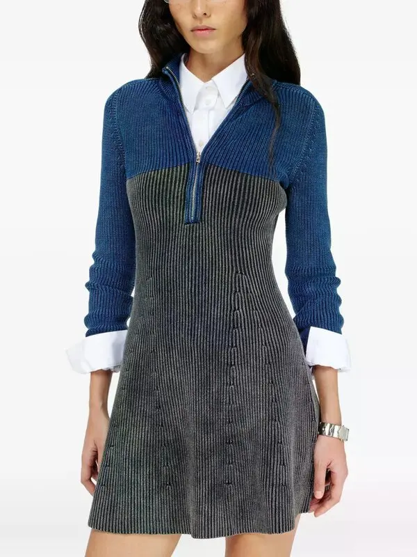 DIESEL® Rib-knit Mini Dress With Two-tone Denim Effect