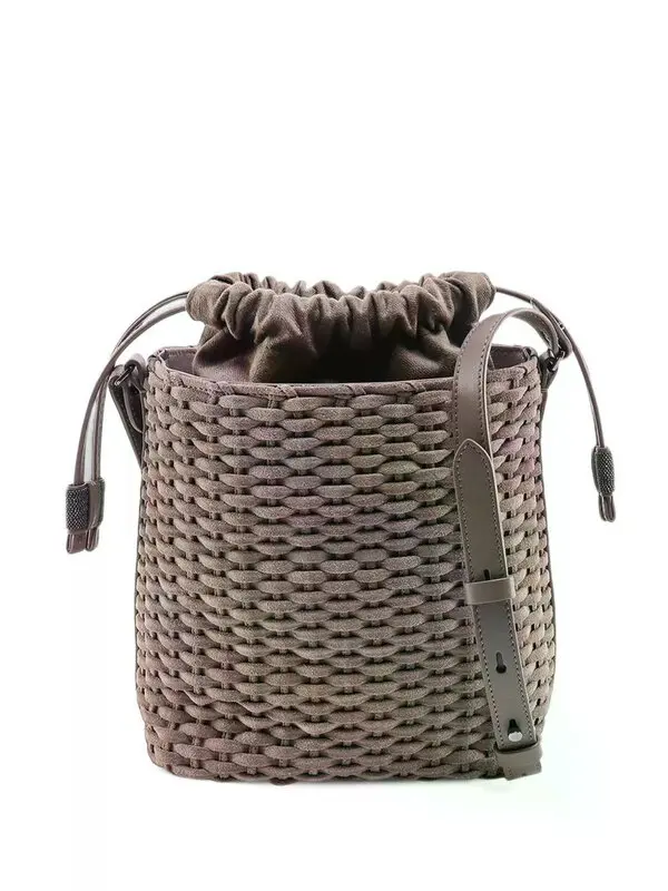 Brunello Cucinelli Woven Leather Bucket Bag
