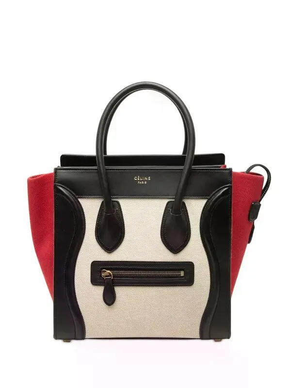 Celine 2015 Micro Tricolor Canvas And Leather Luggage Tote Handbag