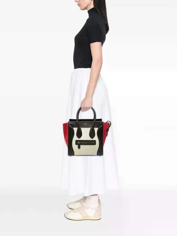 Celine 2015 Micro Tricolor Canvas And Leather Luggage Tote Handbag