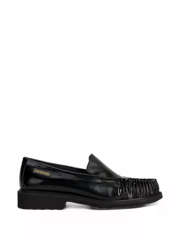 Moschino Stitched-detail Leather Loafers - Black