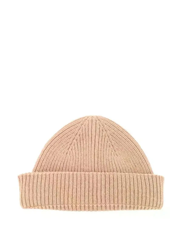 AMARANTO Ribbed-knit Beanie Hat - Neutrals