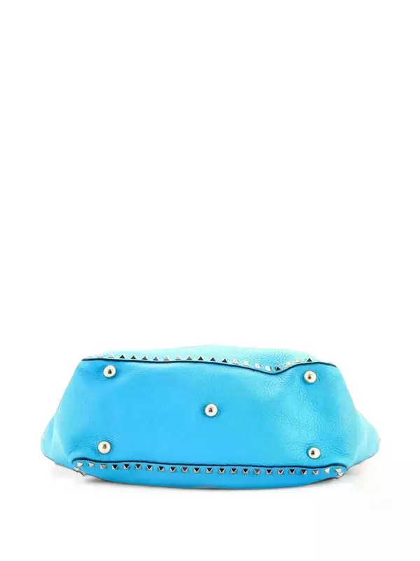 Valentino Garavani Rockstud Pebbled Leather Medium Tote Bag - Blue