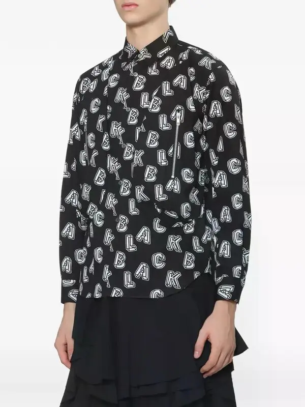 Comme Des Garçons Alphabet-print Zip-detail Shirt