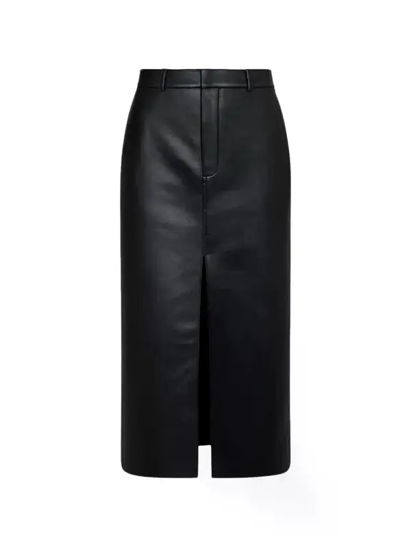 THE FRANKIE SHOP Midi Maybelle Front-slit Belt-loop Skirt - Black