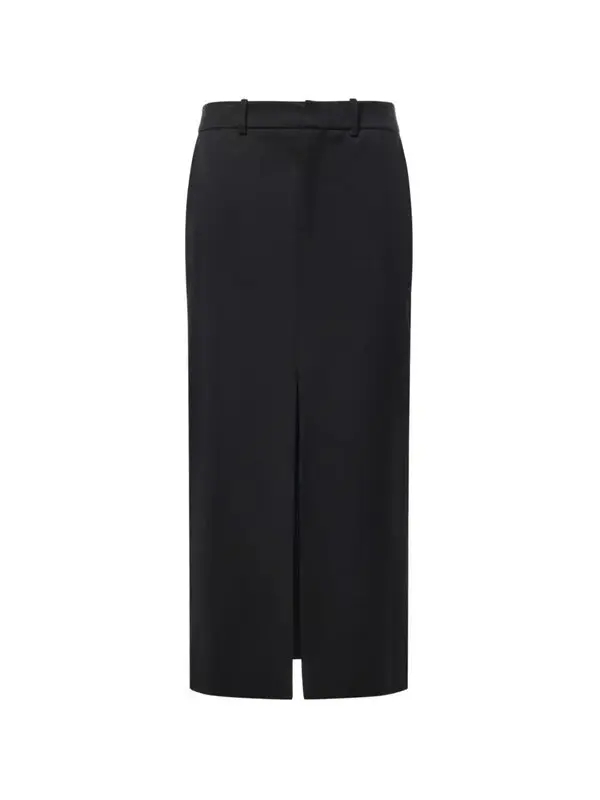 THE FRANKIE SHOP Midi Maybelle Front-slit Belt-loop Skirt - Black