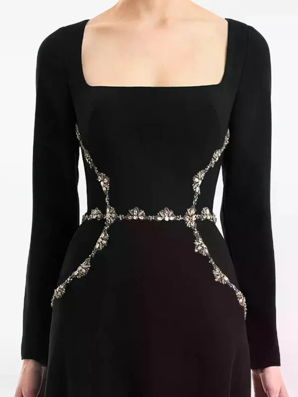 GEMY MAALOUF Bead-embellished Square-neck Dress