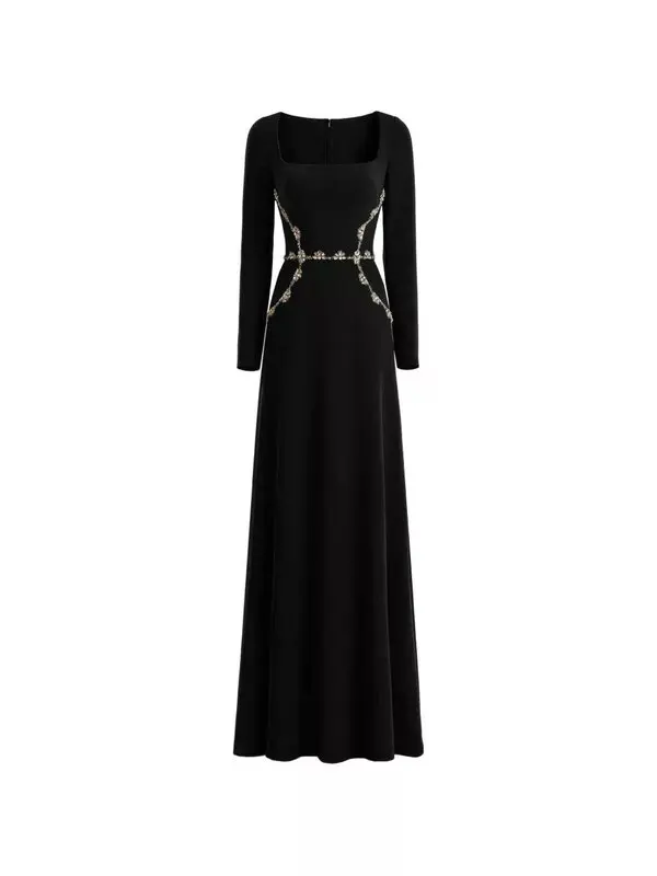 GEMY MAALOUF Bead-embellished Square-neck Dress - Black