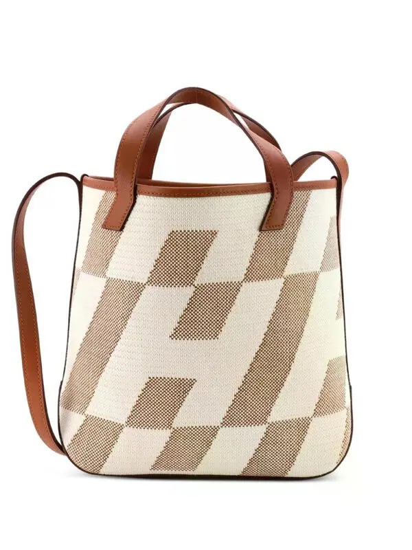 Hermès Cabas H En Biais Tote Canvas With Leather 27 Shoulder Bag - Brown