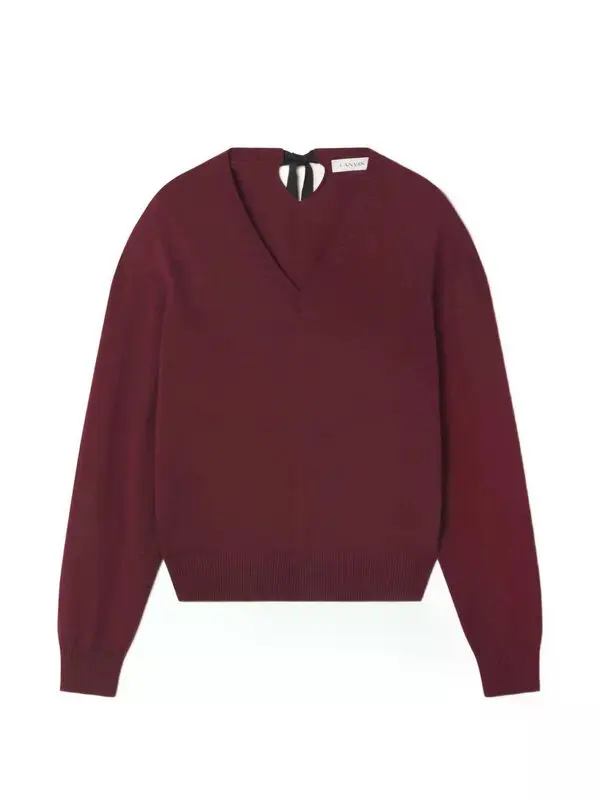 LANVIN V-neck Merino Sweater With Grosgrain Detail