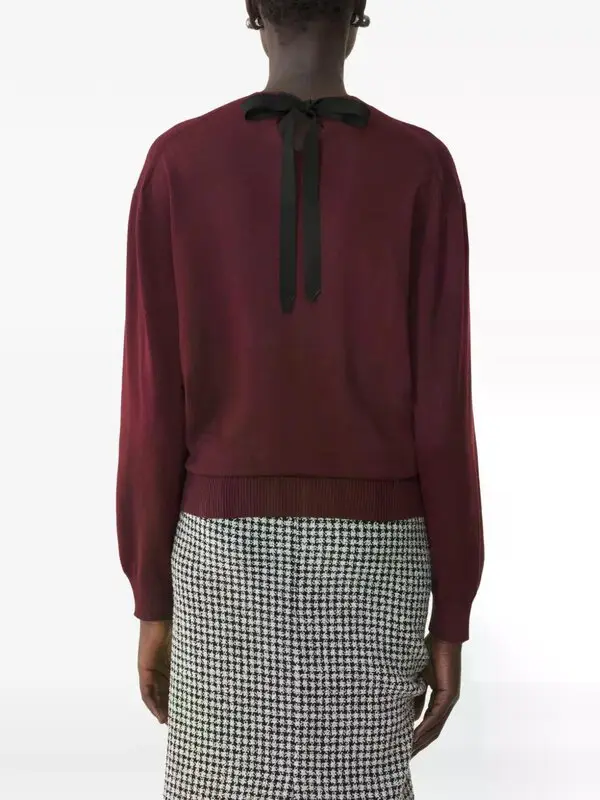 LANVIN V-neck Merino Sweater With Grosgrain Detail