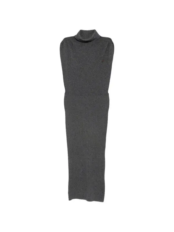 TWINSET Ribbed-knit Roll-neck Midi Dress