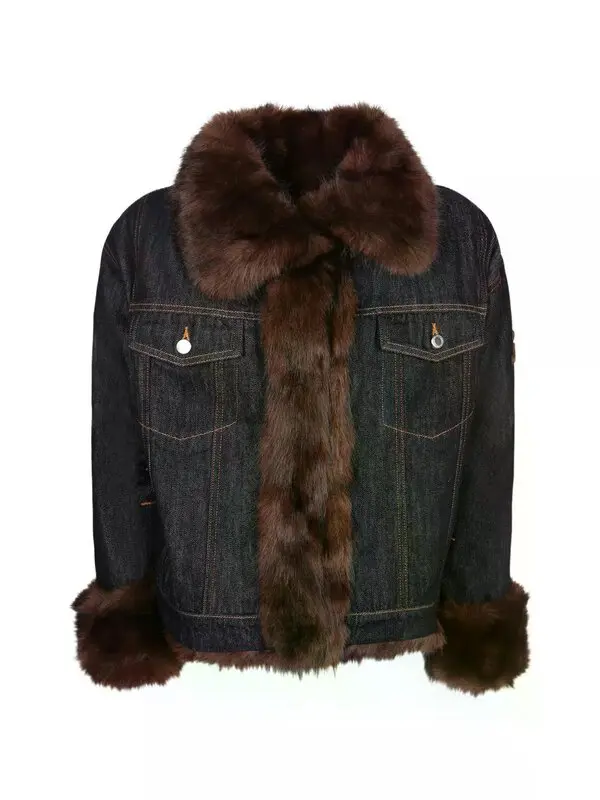 ERMANNO FIRENZE Faux-fur Trim Denim Jacket
