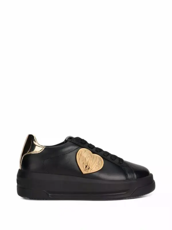 Moschino Heart-motif Metallic-trim Sneakers - Black
